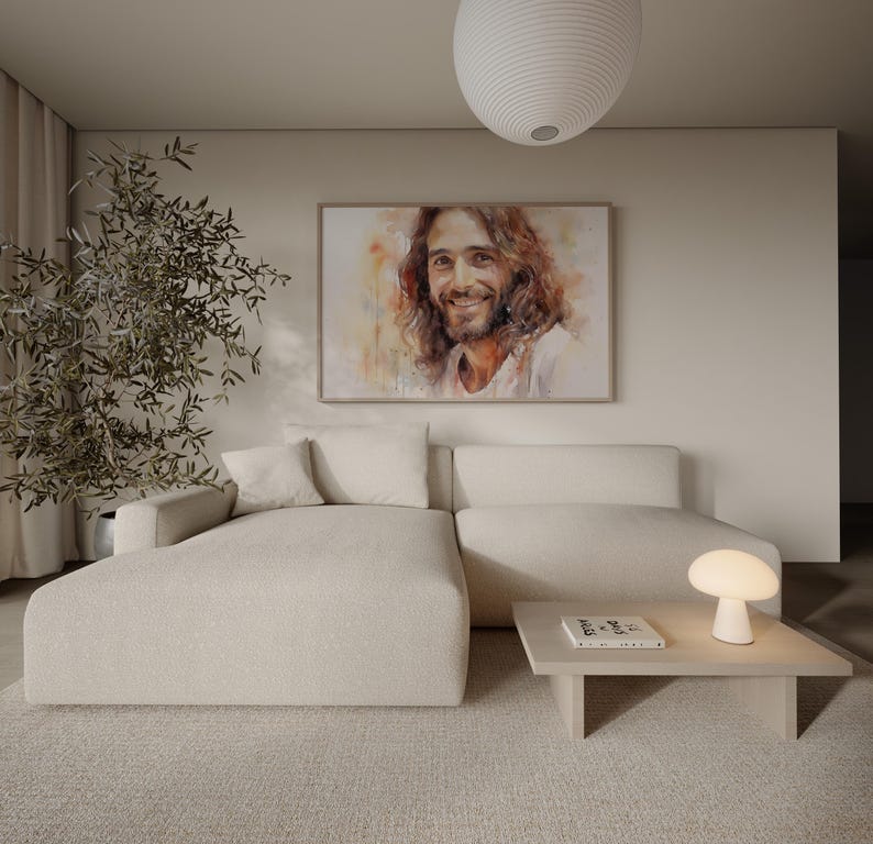 Smiling Jesus Christ Watercolor Painting: Religious Wall Art (digital ...