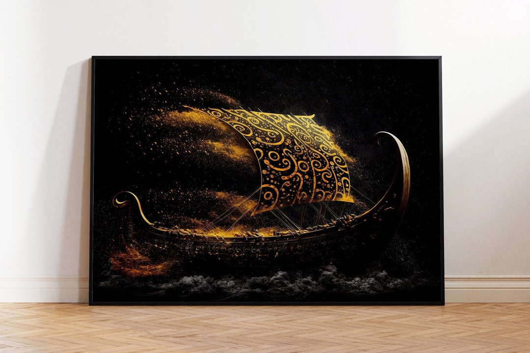 Viking Ship Poster, Viking Long Boat, Viking Poster, Mythology Wall ...