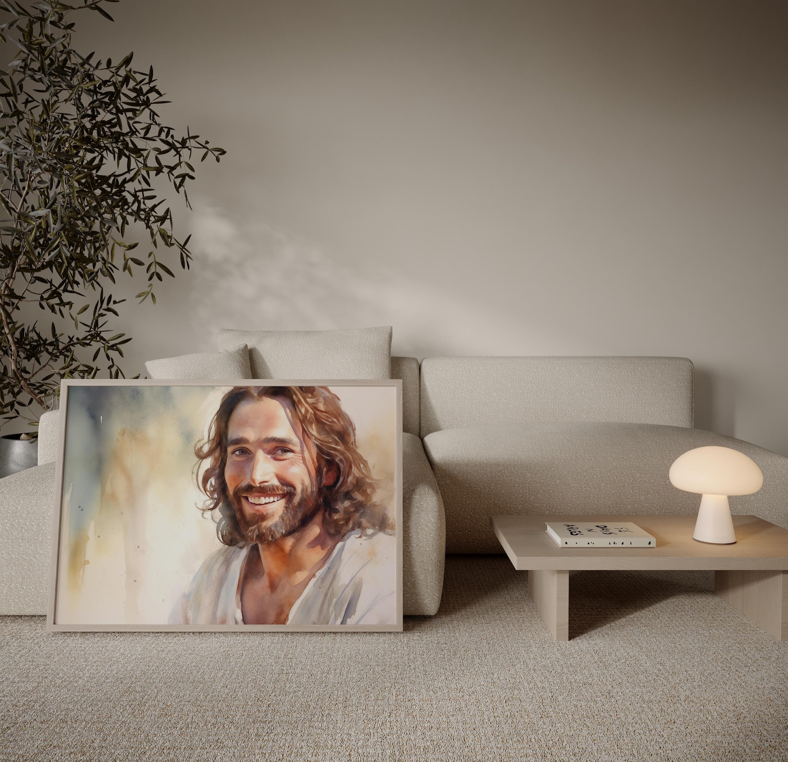 Smiling Jesus Christ Watercolor Painting: Religious Wall Art (digital ...