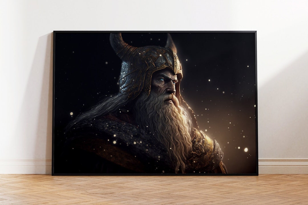 Odin Poster, Viking Poster, Mythology Wall Decor, Odin Art Print, Odin Painting, Odin Wall Art ...
