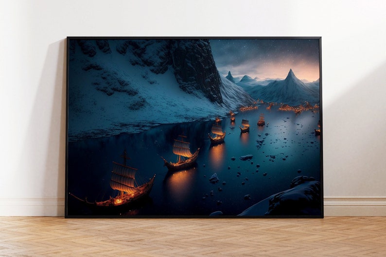 Viking Ship Poster Viking Long Boat Viking Poster Mythology - Etsy