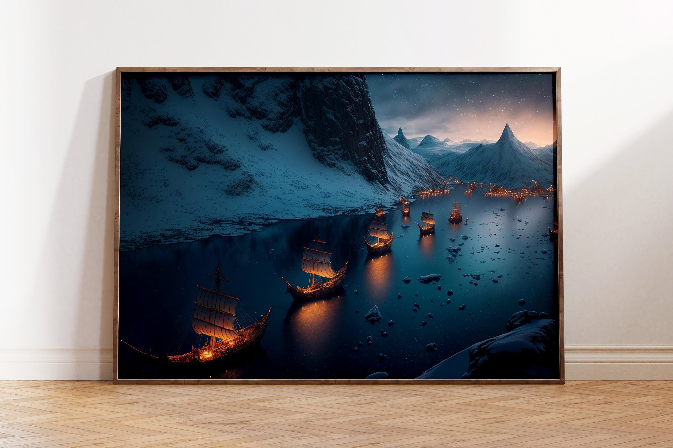 Viking Ship Poster, Norse Mythology Wall Art, Viking Norse Poster ...