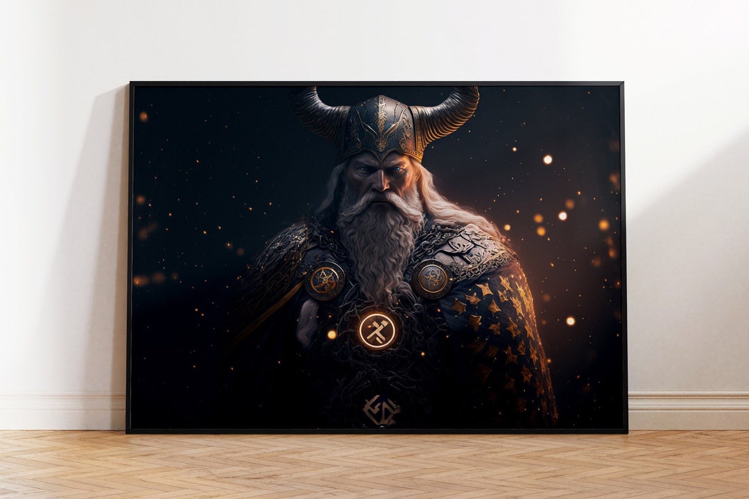 Odin Poster, Viking Poster, Mythology Wall Decor, Odin Art Print, Odin Painting, Odin Wall Art ...
