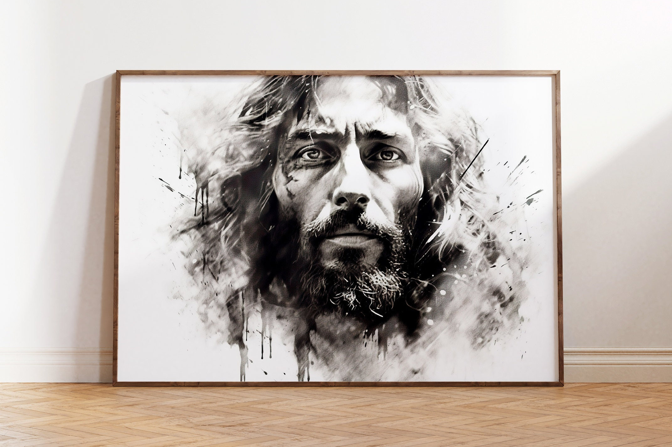 Cuadro de Jesús Pintura de Jesús Cristo riéndose Abrazo de - Etsy México