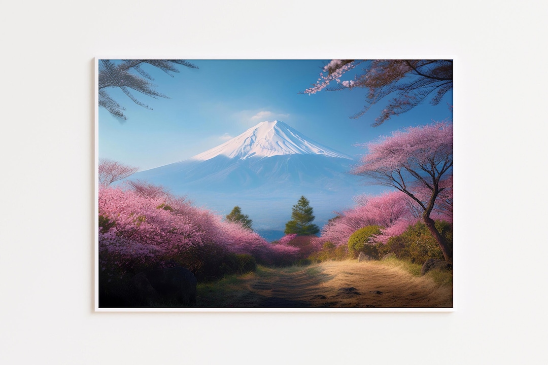 Japanese Cherry Blossom Poster Mount Fuji Japanese Art Edo Period Edo ...
