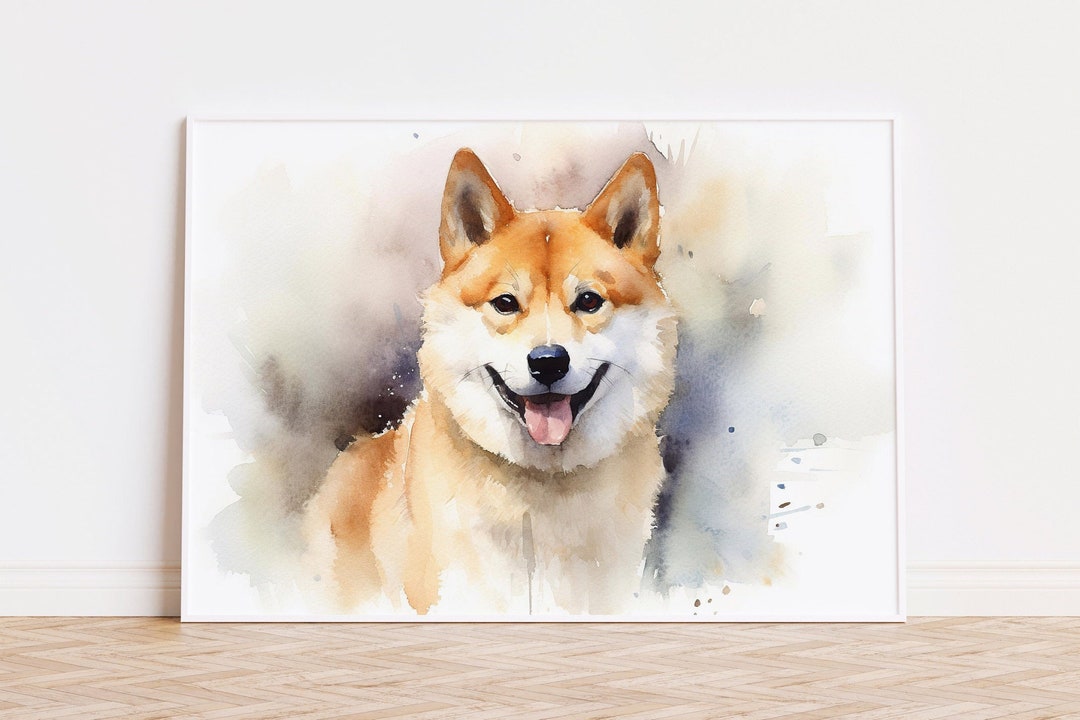 Shiba Inu Watercolor Portrait Shiba Inu Painting Shiba Inu Portrait Pet ...