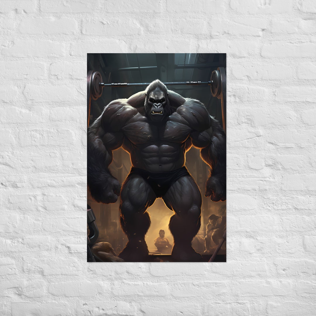 Bodybuilding Gorilla Poster the Essence of Strength and Determination ...