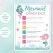 Mermaid Candy Dice Printable Game | Mermaid Themed Party Game | DIY ...