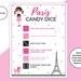 Paris Candy Dice Printable Game | Paris Themed Party Game | DIY Party ...