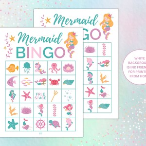 Mermaid Bingo Game| Mermaid Party Printable Game | Under the Sea Party ...