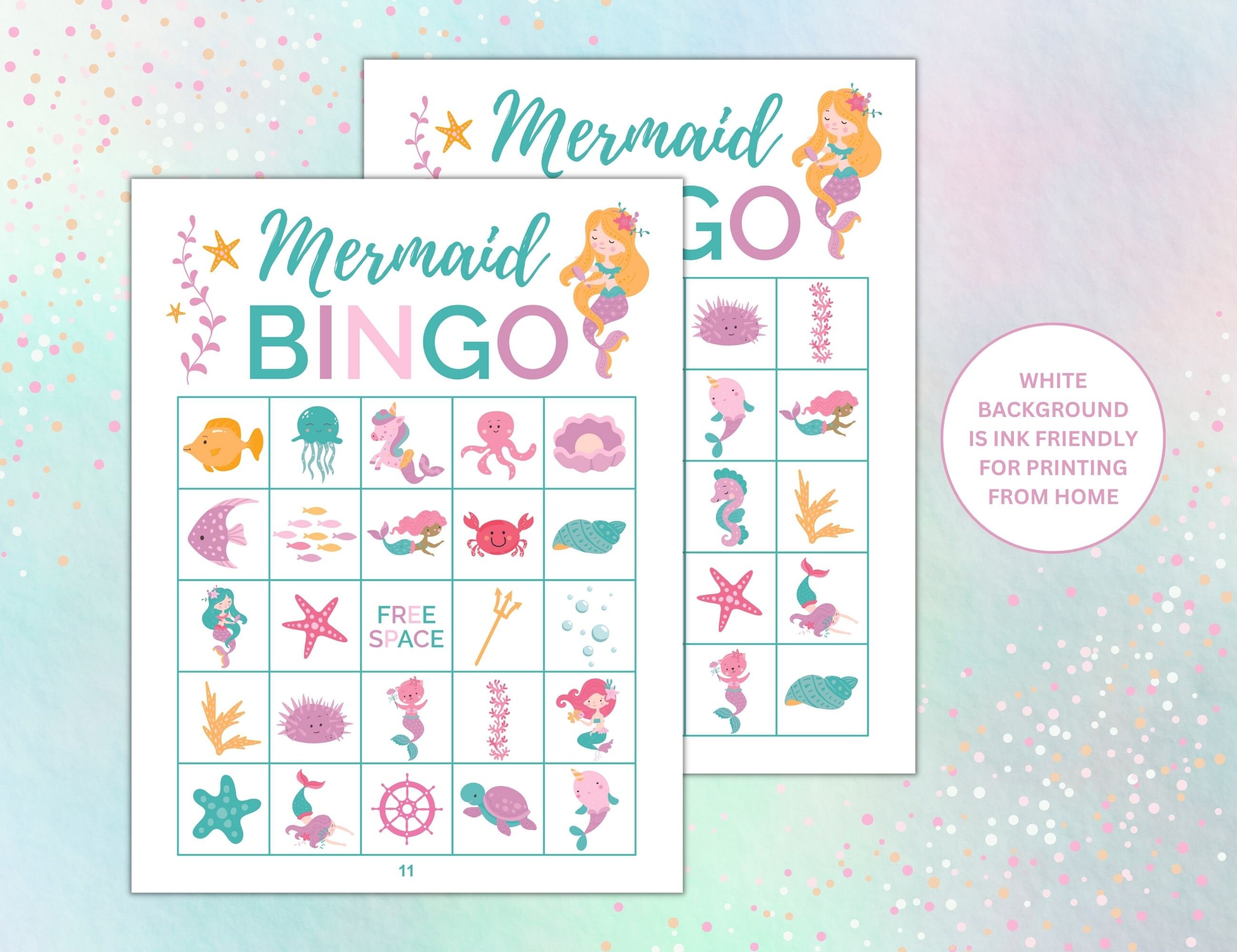 Mermaid Bingo Game| Mermaid Party Printable Game | Under the Sea Party ...