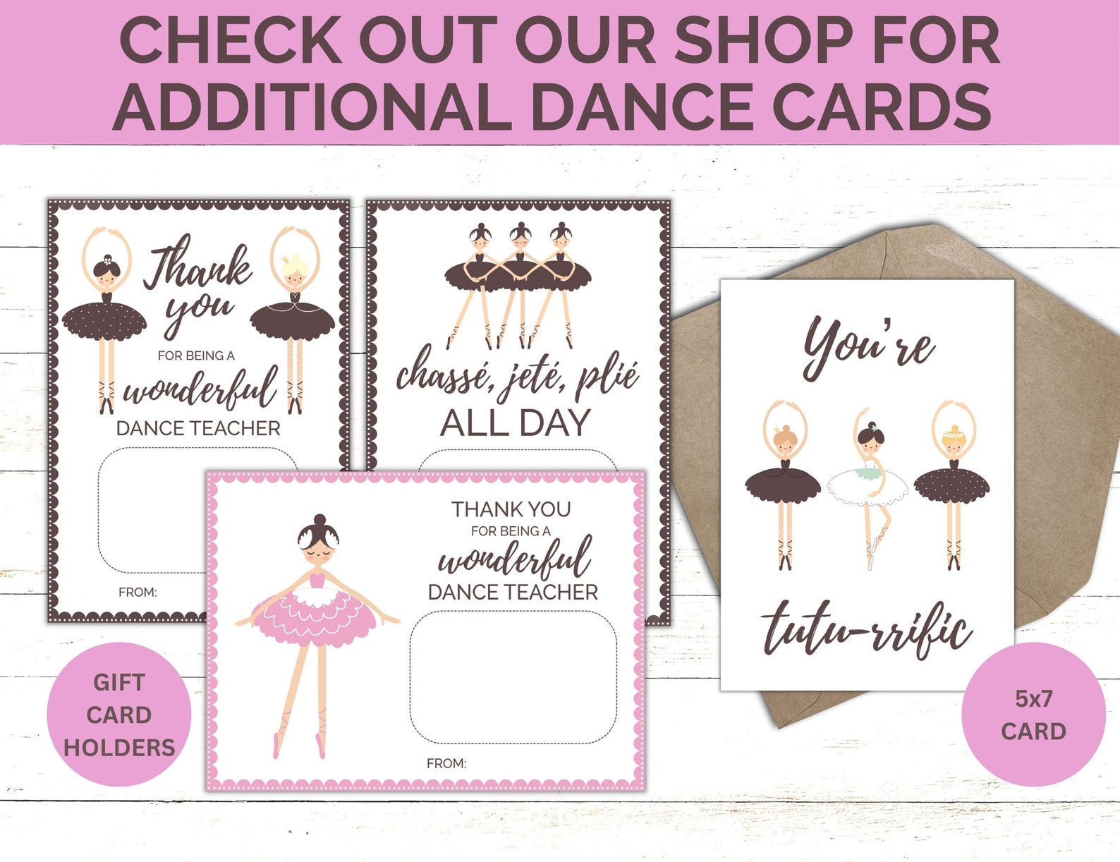 Printable Dance Teacher Card | Dance Recital Card | Ballerina Card ...