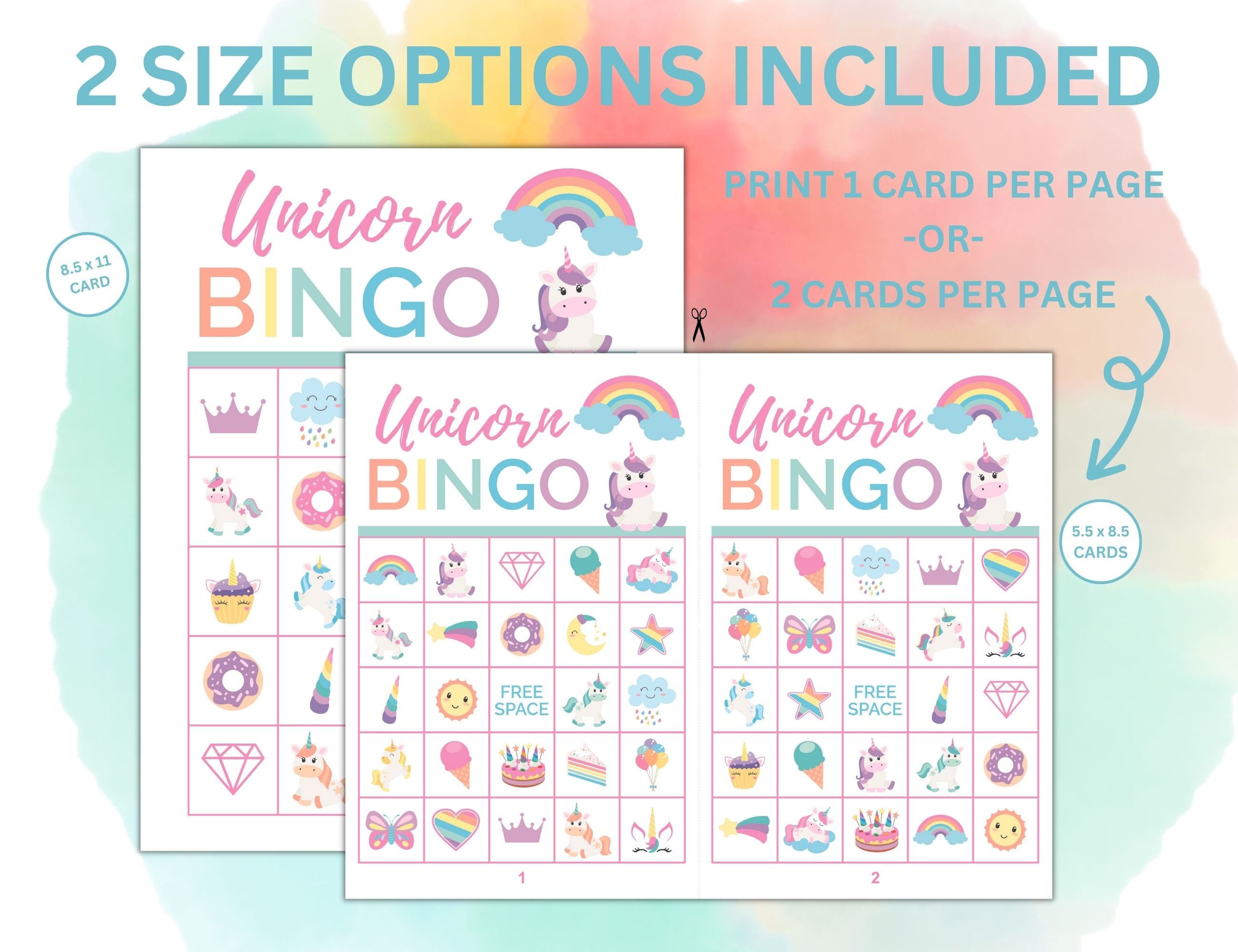 30 Printable Unicorn Themed Bingo Cards | Unicorn Party Games | Unicorn ...