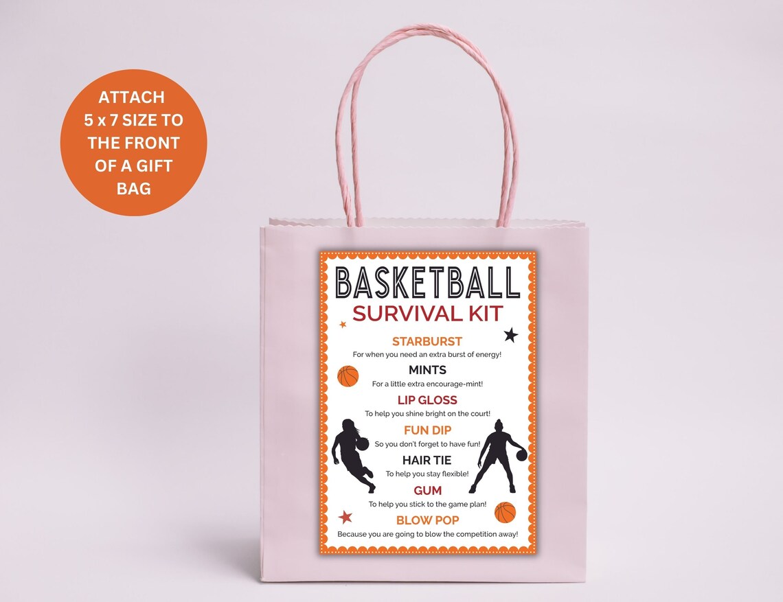 Printable Girls Basketball Survival Kit Basketball Player Gift Idea ...