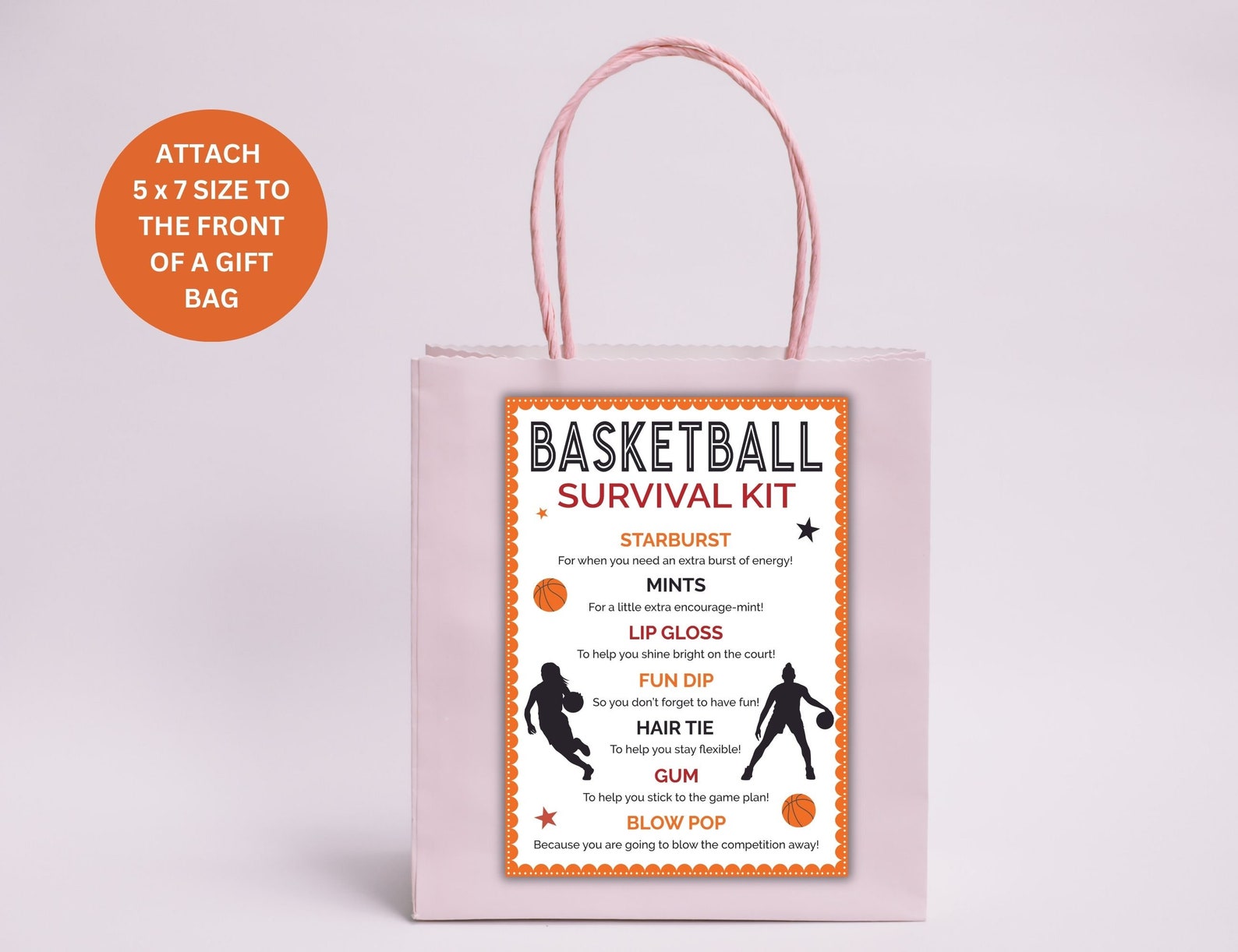 Printable Girls Basketball Survival Kit | Basketball Player Gift Idea ...