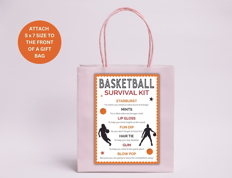 Printable Girls Basketball Survival Kit | Basketball Player Gift Idea ...