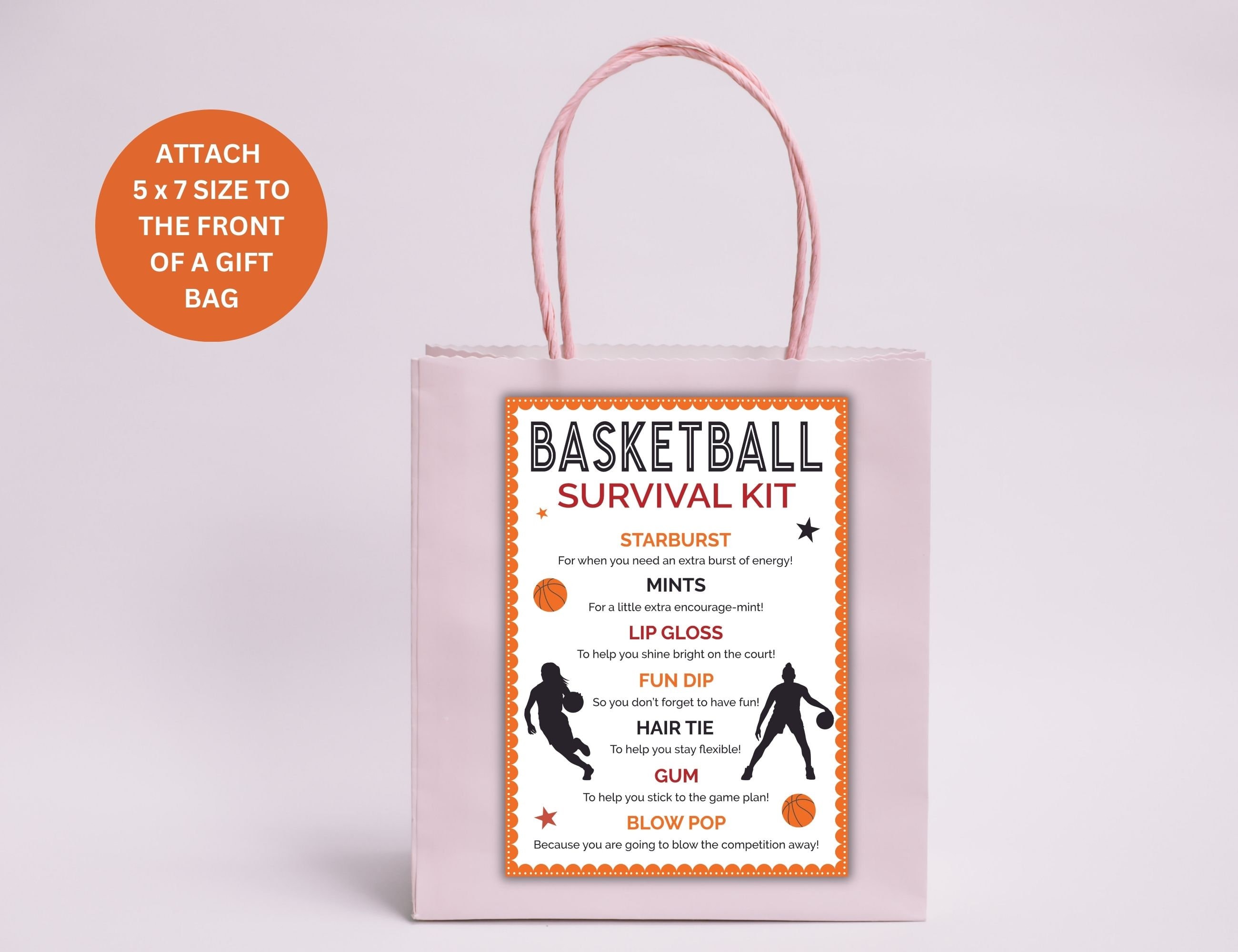 Printable Girls Basketball Survival Kit | Basketball Player Gift Idea ...