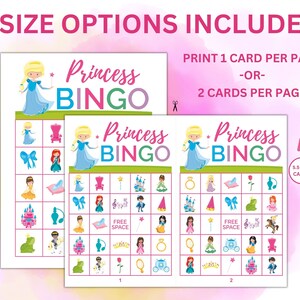 30 Printable Princess Themed Bingo Cards | Princess Party Games ...