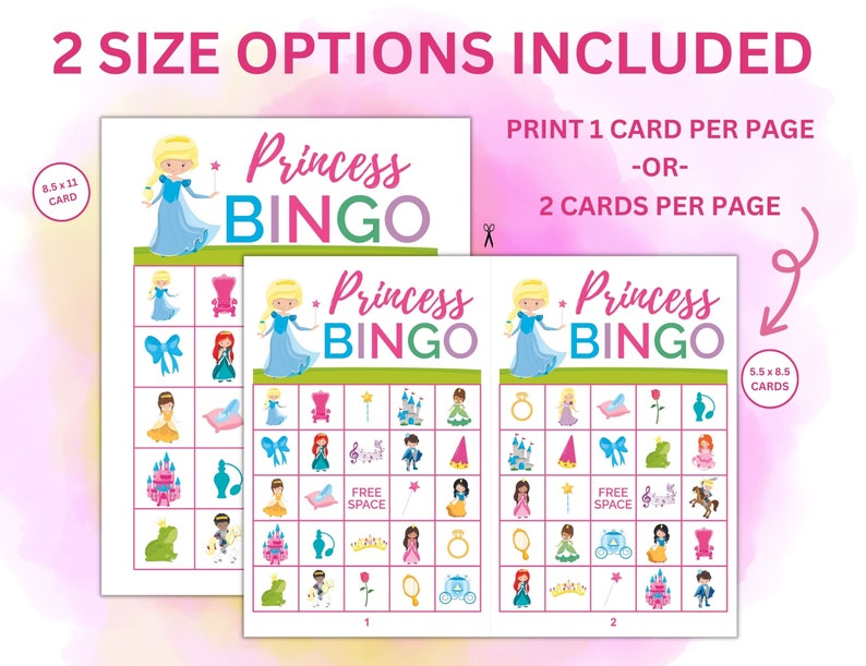 30 Printable Princess Themed Bingo Cards | Princess Party Games ...