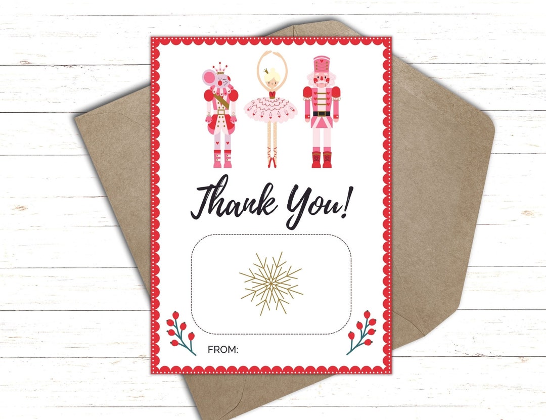 Printable Nutcracker Thank You Card Gift Card Holder Dance - Etsy