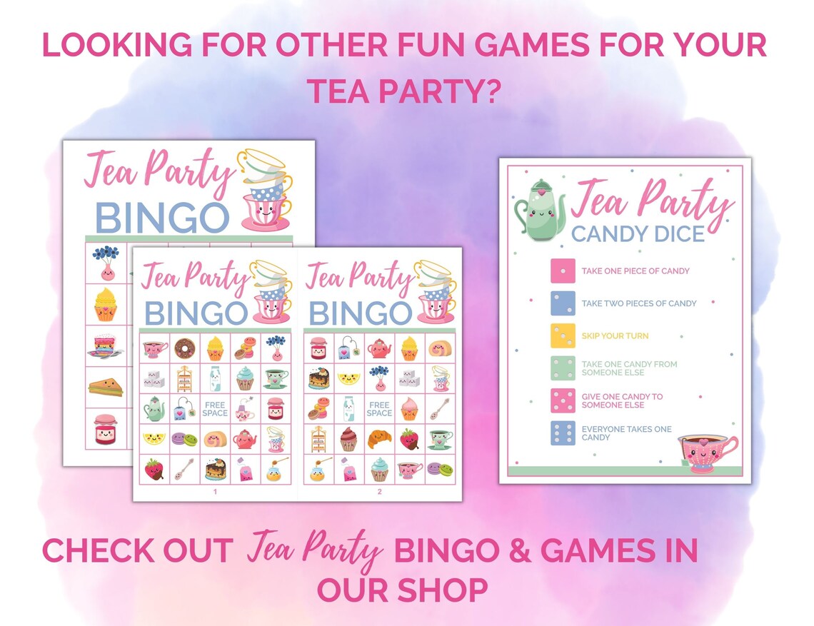 Printable Tea Party Games | Kid's Tea Party Activity Set | Children's ...