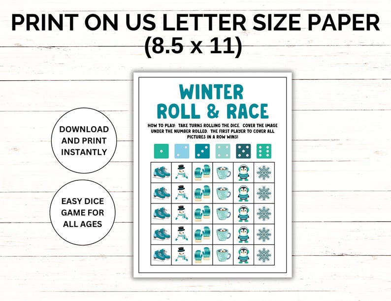 Winter Roll and Race Game, Winter Dice Game, Winter Activities ...