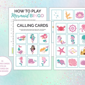 Mermaid Bingo Game| Mermaid Party Printable Game | Under the Sea Party ...
