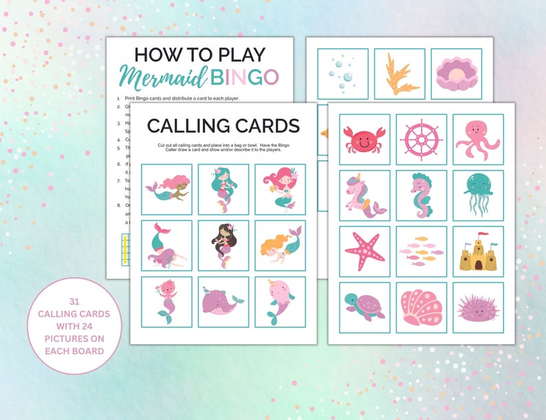 Mermaid Bingo Game| Mermaid Party Printable Game | Under the Sea Party ...