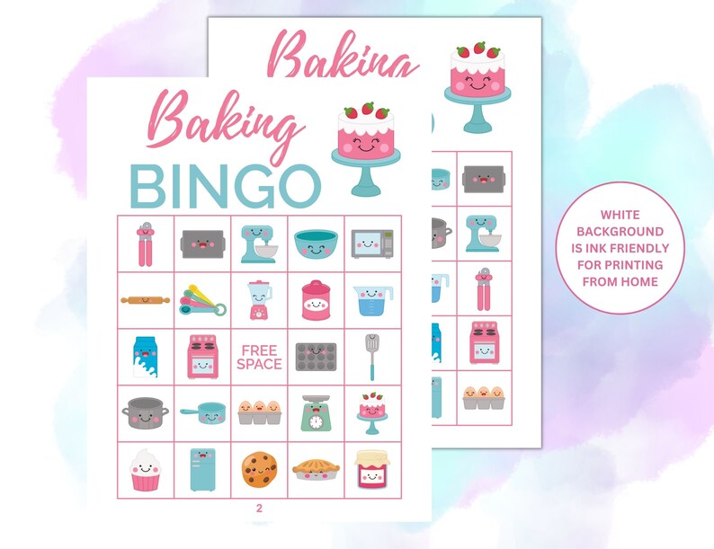 30 Printable Baking Themed Bingo Cards | Baking Party Games | Baking ...