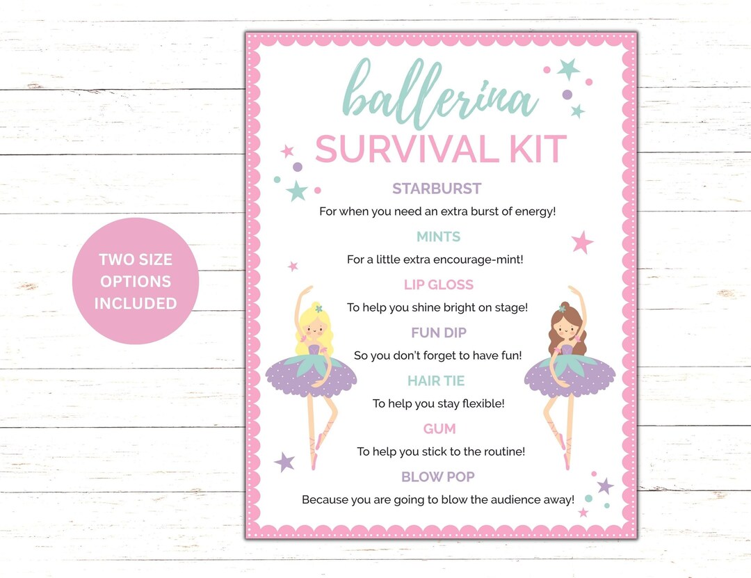 Printable Ballerina Survival Kit | Dance Recital Gift Idea| Ballerina ...