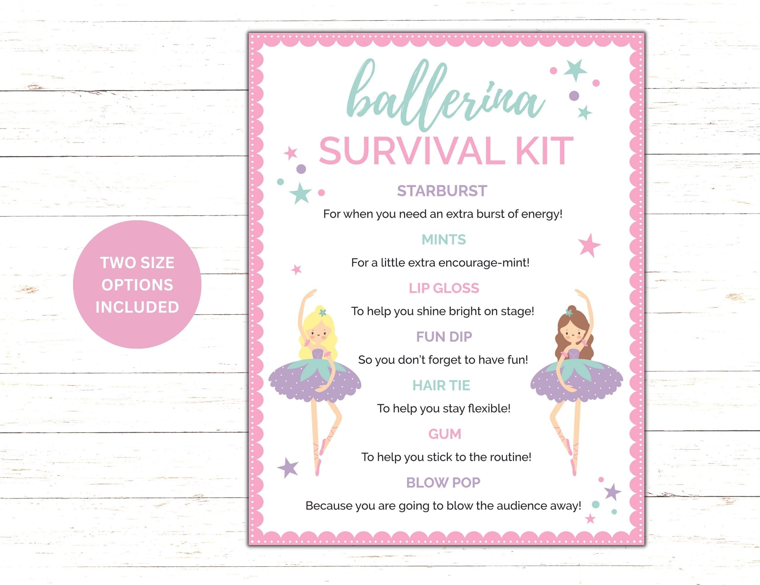 Printable Ballerina Survival Kit | Dance Recital Gift Idea| Ballerina ...