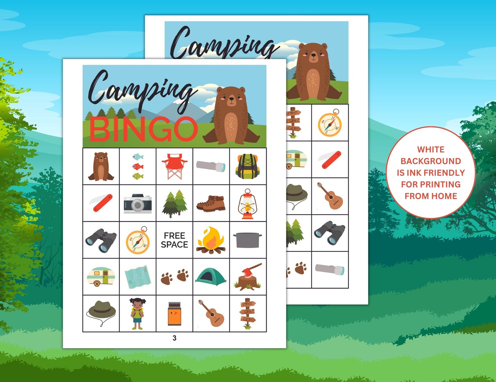 30 Printable Camping Bingo Cards | Camping Bingo for Kids | Family ...