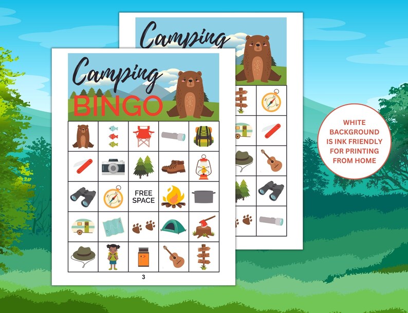 30 Printable Camping Bingo Cards | Camping Bingo for Kids | Family ...