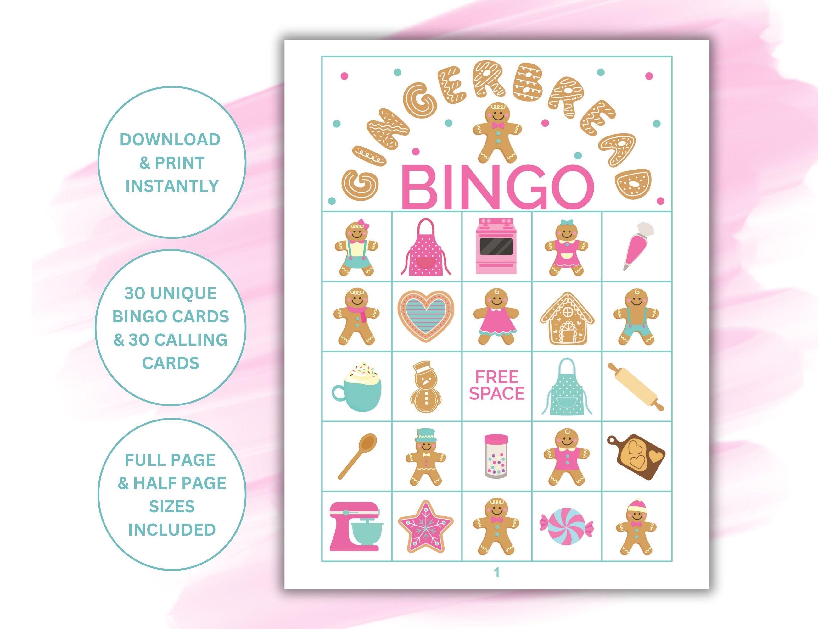 30 Printable Gingerbread Themed Bingo Cards | Gingerbread Party Games ...