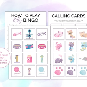 30 Printable Kitty Themed Bingo Cards | Kitty Cat Party Games | Cat ...