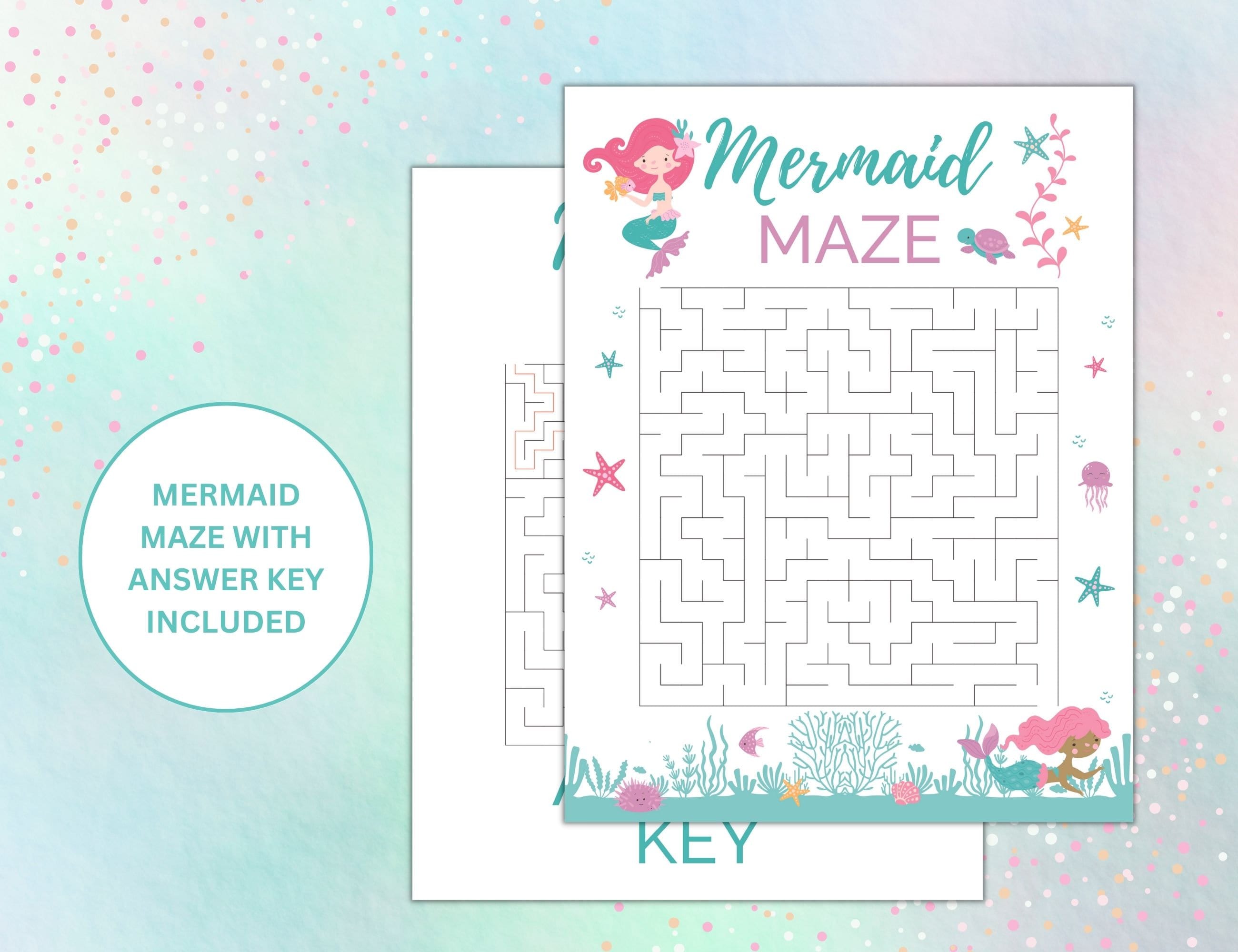 Printable Mermaid Games Mermaid Activity Set Mermaid Party - Etsy