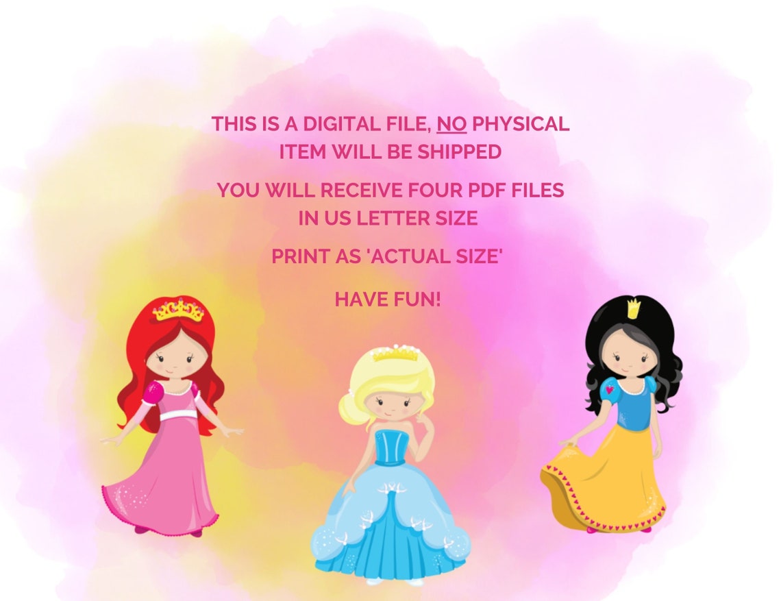 30 Printable Princess Themed Bingo Cards Princess Party Games Princess ...