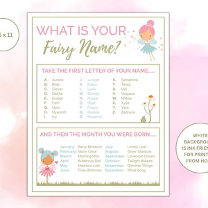 What is Your Fairy Name Printable Game | Fairy Themed Party Game ...