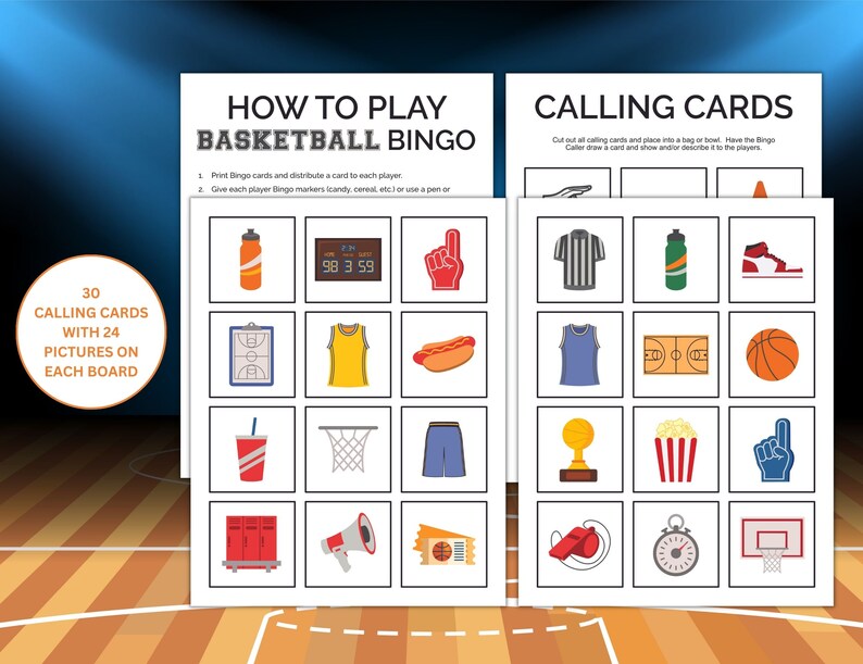 30 Printable Basketball Themed Bingo Cards | Basketball Watch Party ...
