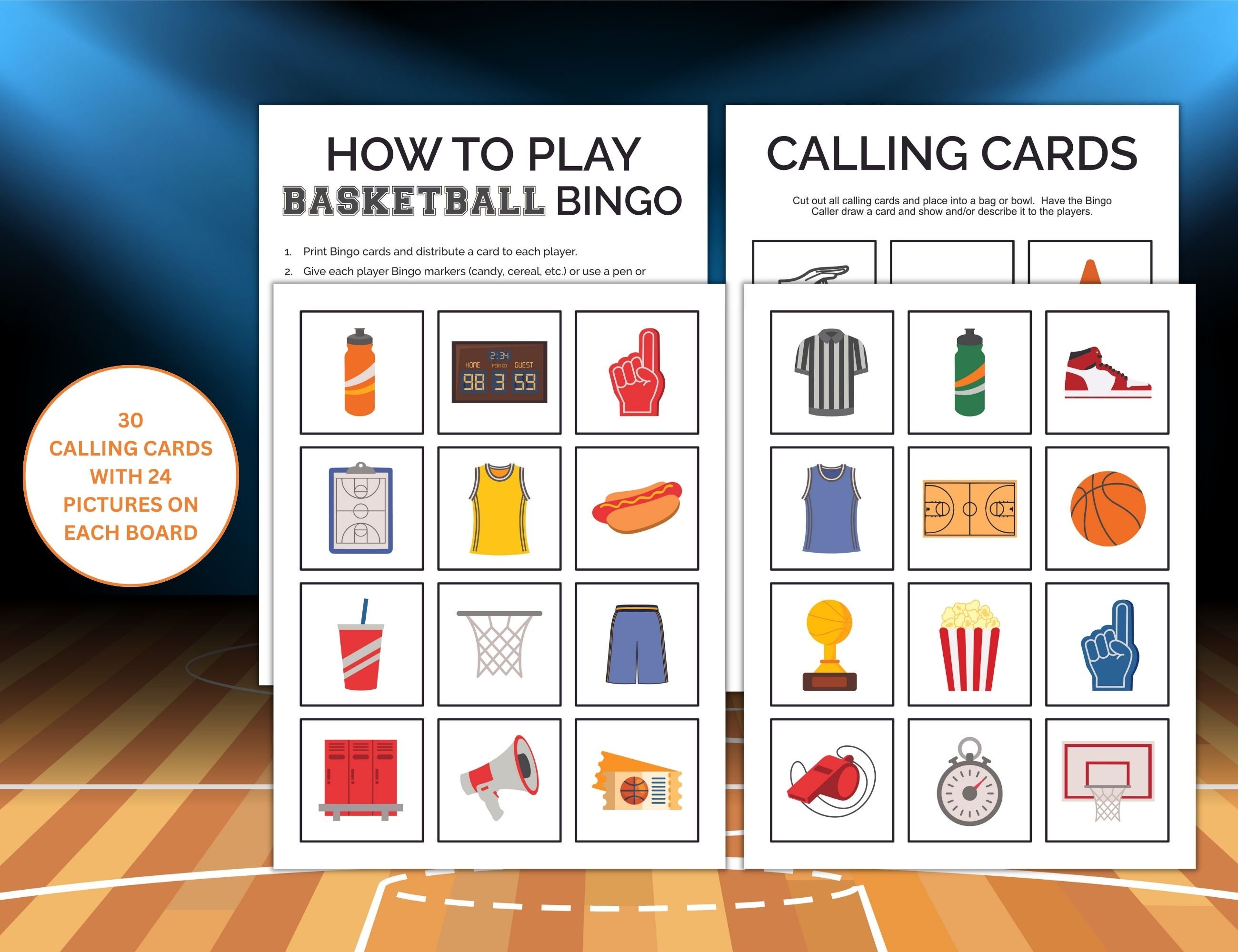 30 Printable Basketball Themed Bingo Cards | Basketball Watch Party ...