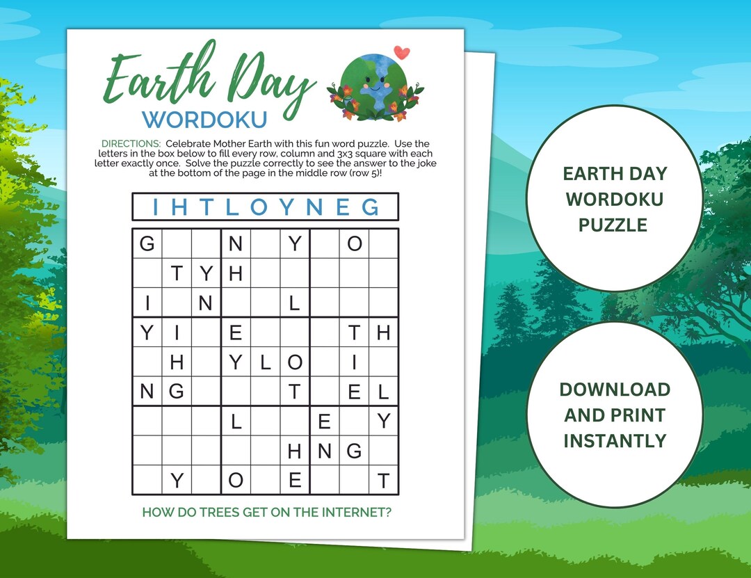 Earth Day Wordoku Word Puzzle | Earth Day Word Game for Students ...