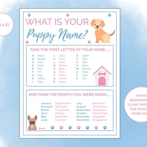 What is Your Puppy Name Printable Game | Puppy Dog Party Games | Dog ...