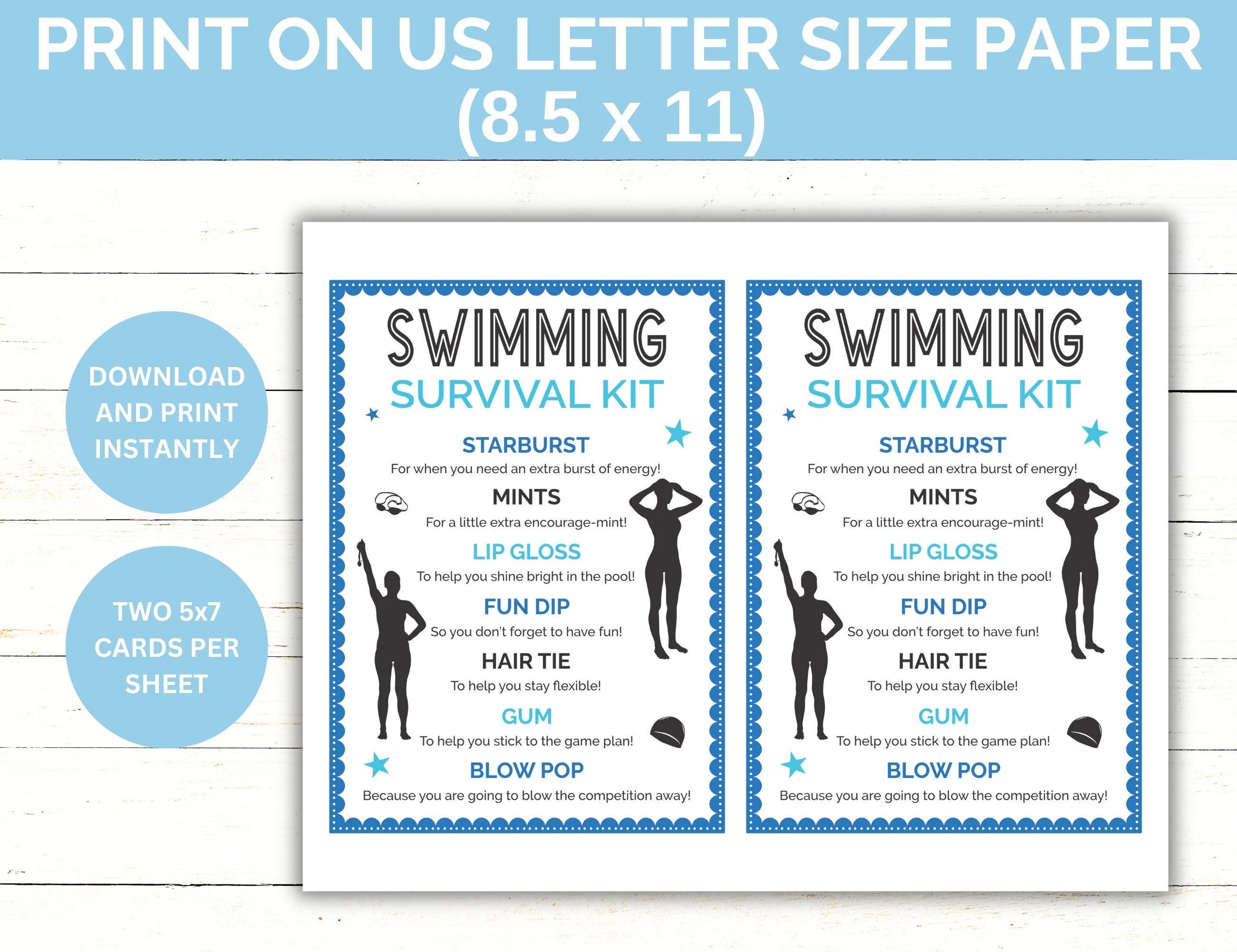 Printable Girls Swimming Survival Kit | Swimmer Gift Idea| Swim Team ...