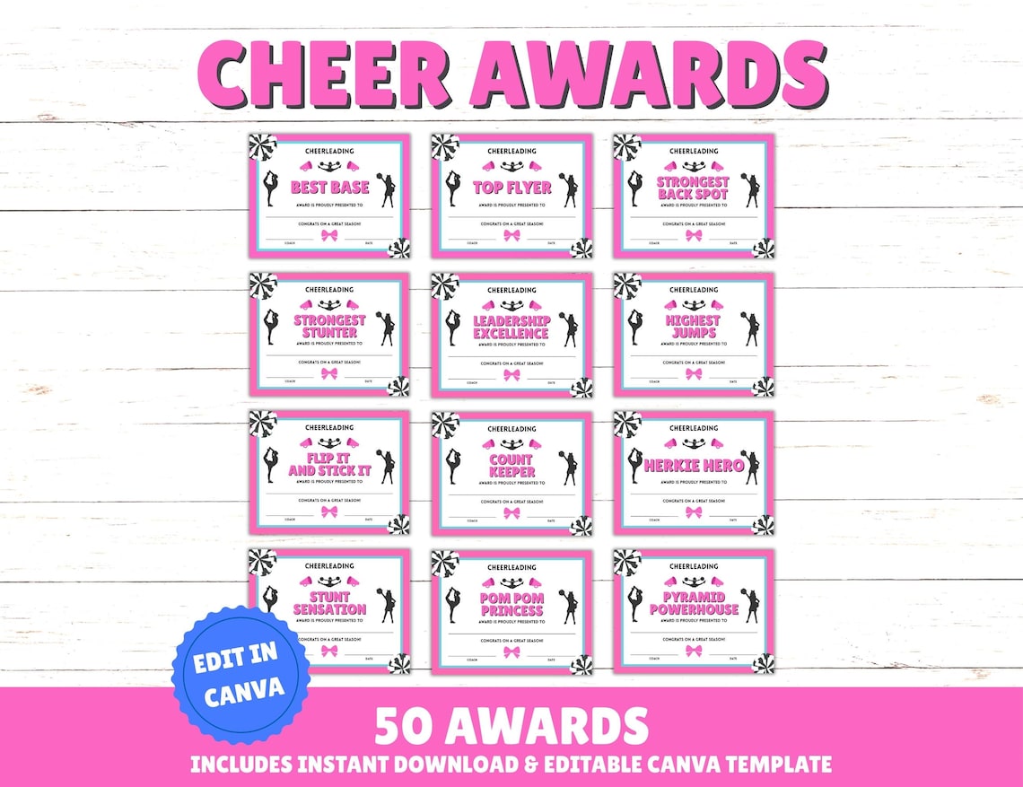 Editable Cheer Awards | Cheer Certificates Template| Cheerleading End ...