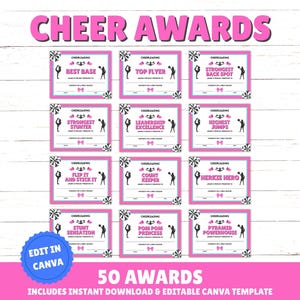 Editable Cheer Awards | Cheer Certificates Template| Cheerleading End ...