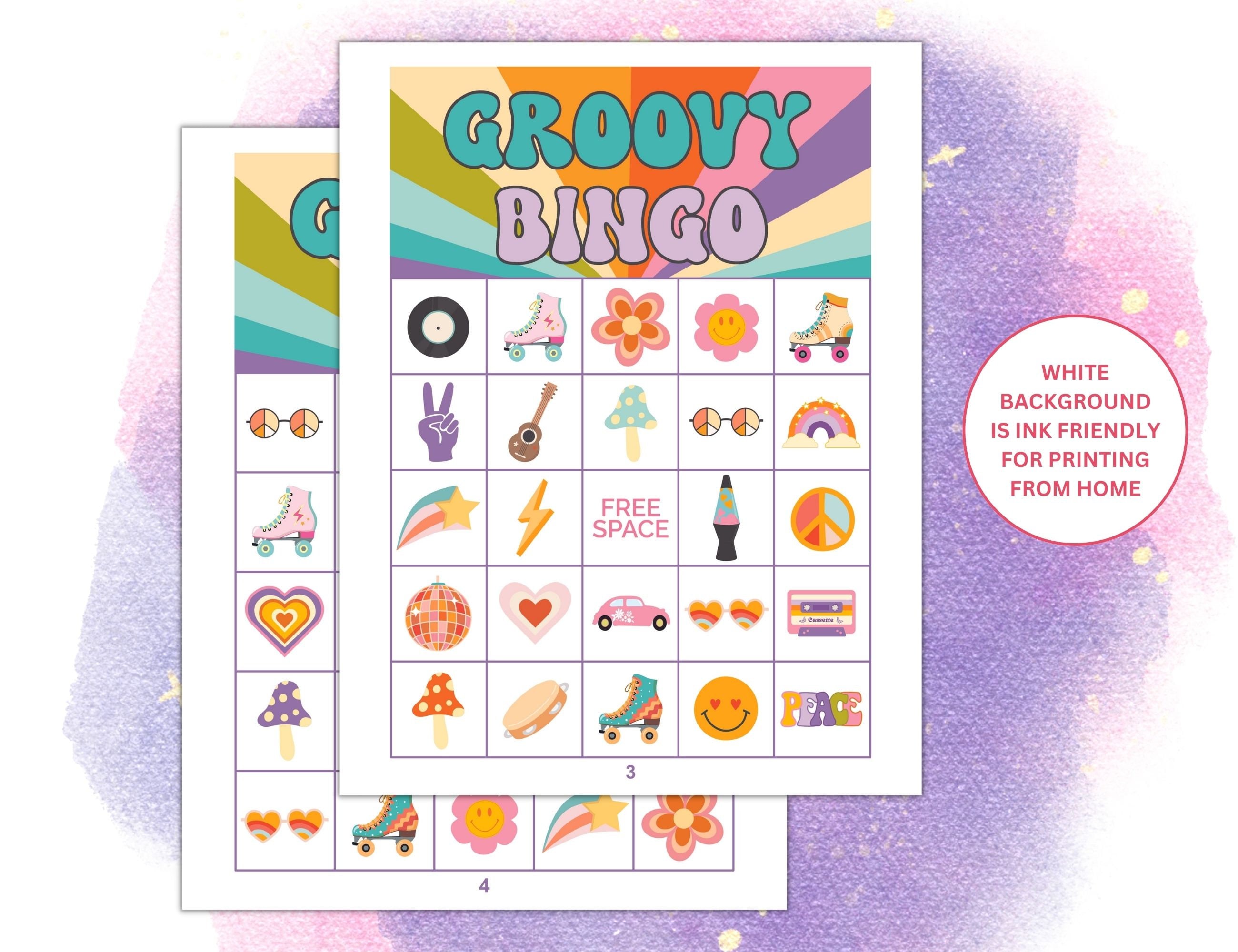 30 Printable Groovy Themed Bingo Cards | Retro Party Games | Retro 70s ...