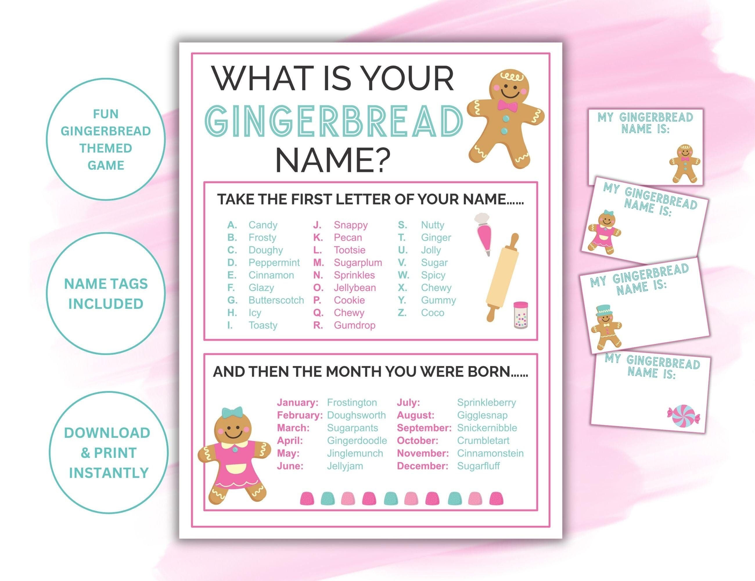 What is Your Gingerbread Name Printable Game With Name Tags ...