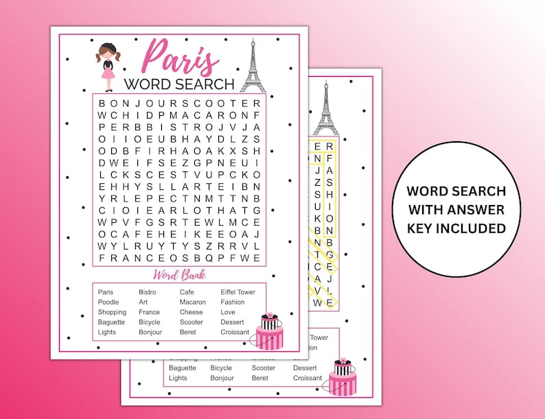 Printable Paris Games | Paris Activity Set | Paris Party Games | Paris ...