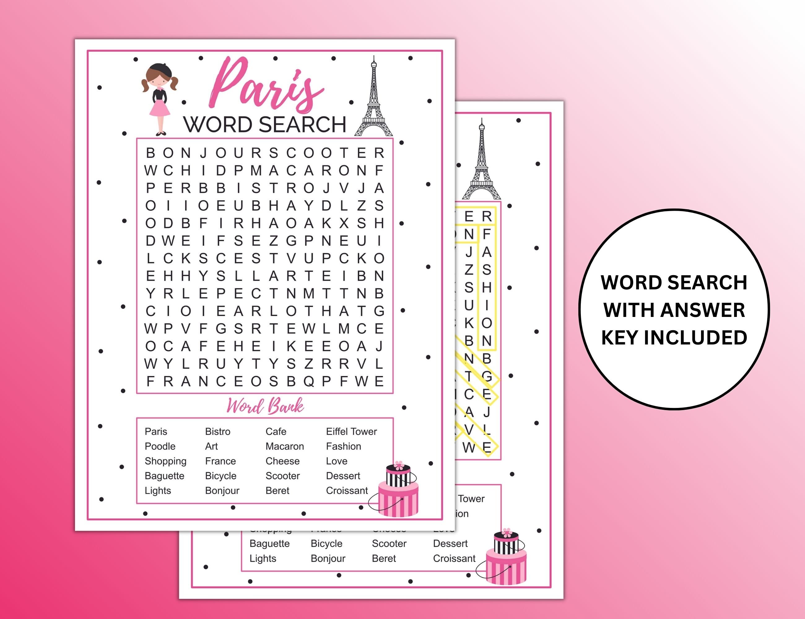 Printable Paris Games | Paris Activity Set | Paris Party Games | Paris ...