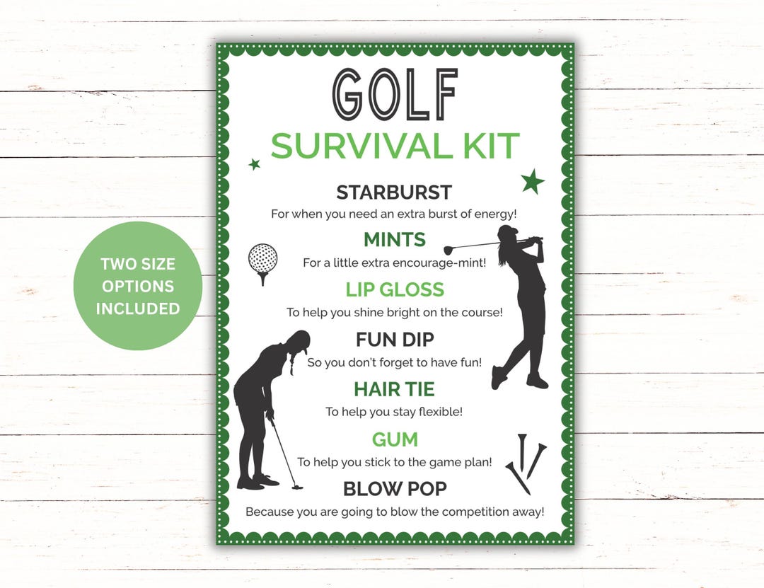 Printable Girls Golf Survival Kit | Golfer Gift Idea| Golf Team Gift ...